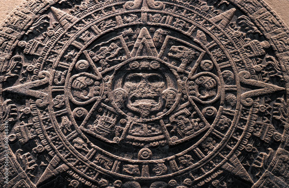 Aztec sun calendar stone is a monolithic sculpture excavated under main ...