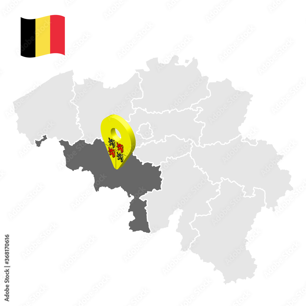 Location of Eno on map Belgium. 3d location sign similar to the flag of ...