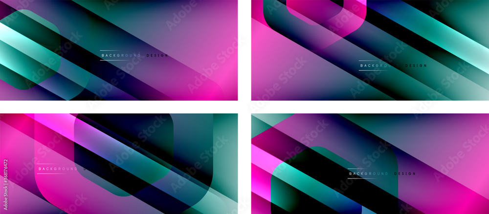 Set of hexagon geometric shapes and fluid gradients with 3d shadow and ...