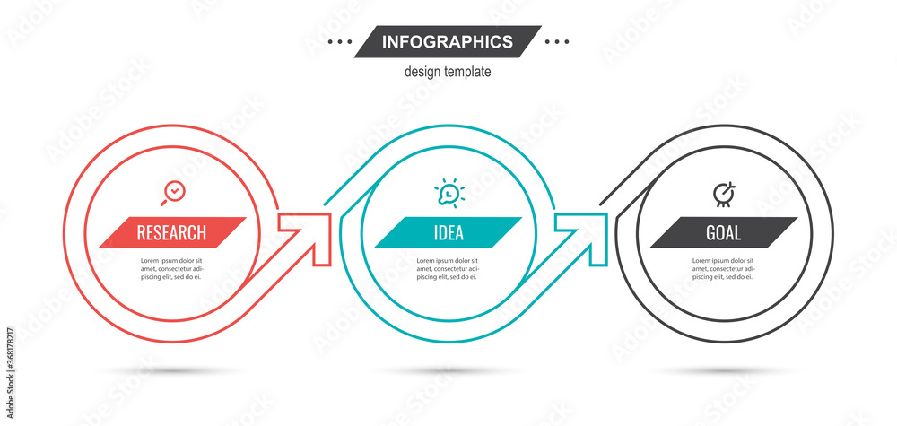 Vector Infographic thin line design template with icons and 3 options ...