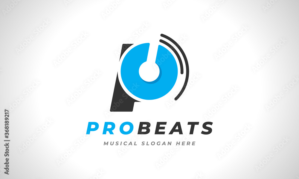 Letter P Pro Beats - Music Headphones Logo Design Vector Illustrator ...