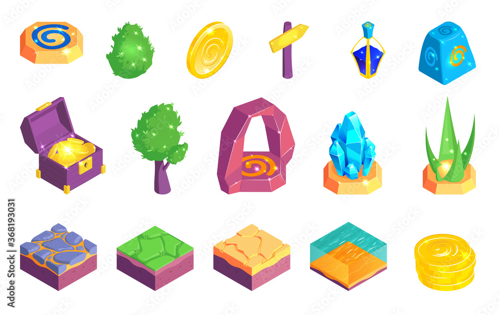 Treasure Game Icon Set Stock Vector | Adobe Stock