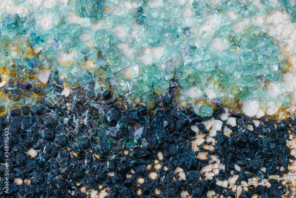 Glass texture on a stone surface for a backdrop. Color - aquamarine ...