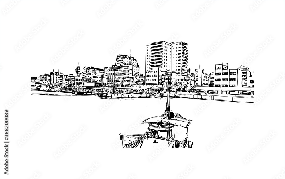 Building view with landmark of Akashi is a city on Japan’s Seto Inland ...