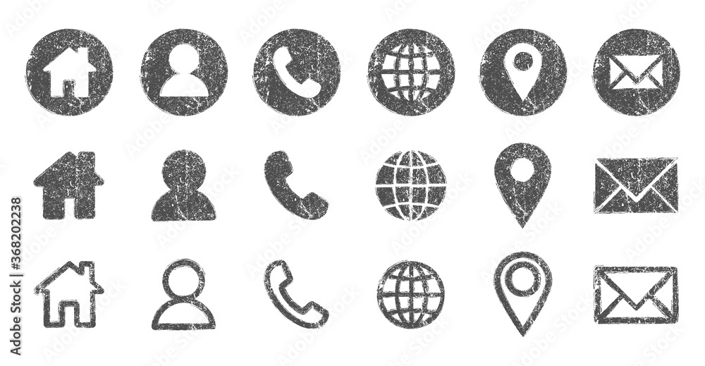 Company Connection business card icon set. Phone, name, website ...