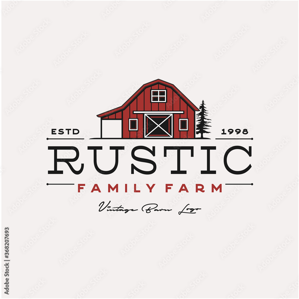 Vintage Retro Rustic Barn Farm logo design Illustration Stock Vector ...