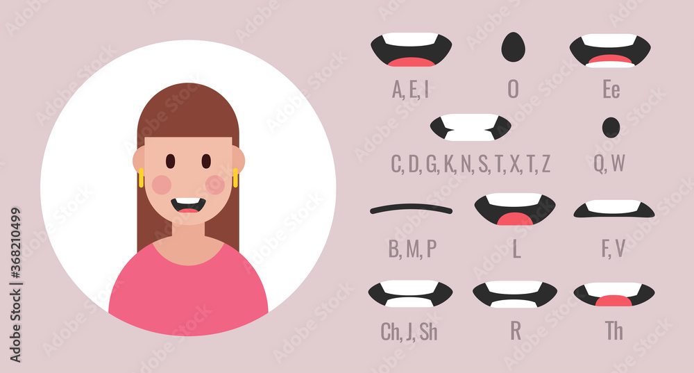 Human mouth set. Lip sync collection for animation and sound ... Human mouth set. Lip sync collection for animation and sound ...