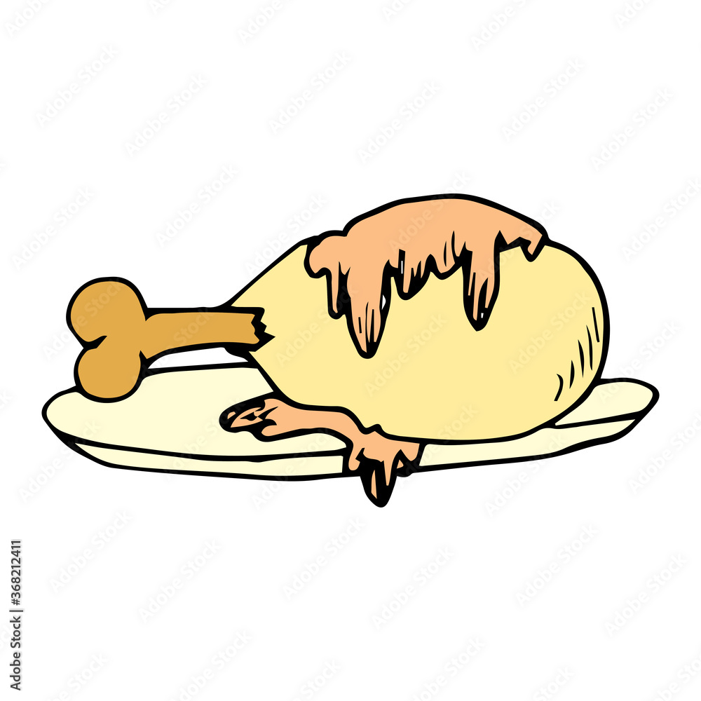 Chicken Meat Hand Drawn Illustration Stock Vector | Adobe Stock