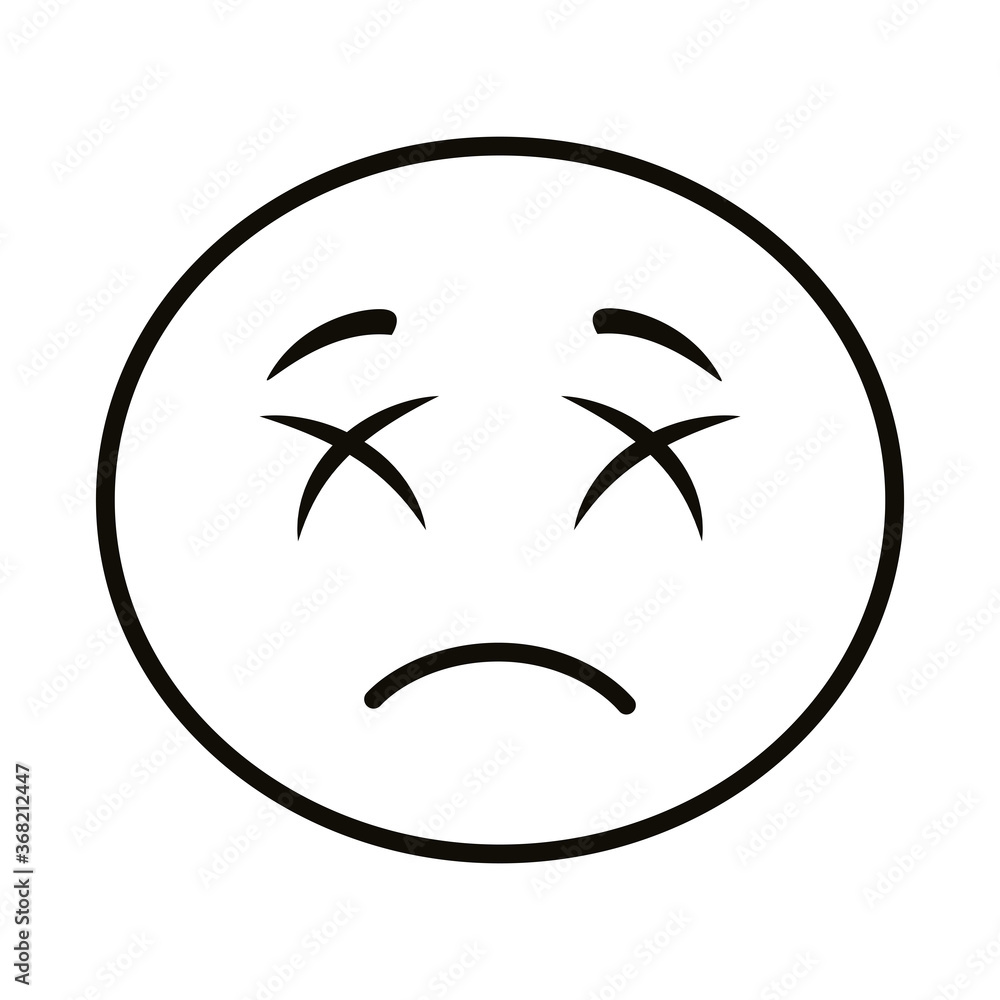 sad emoji face classic line style icon Stock Vector | Adobe Stock