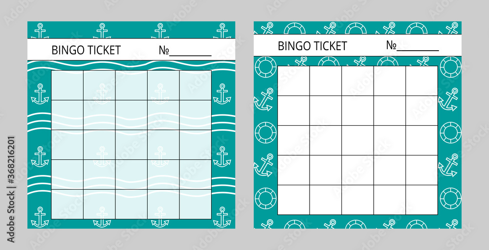Bingo tickets with place for numbers. Vector lottery card templates ...