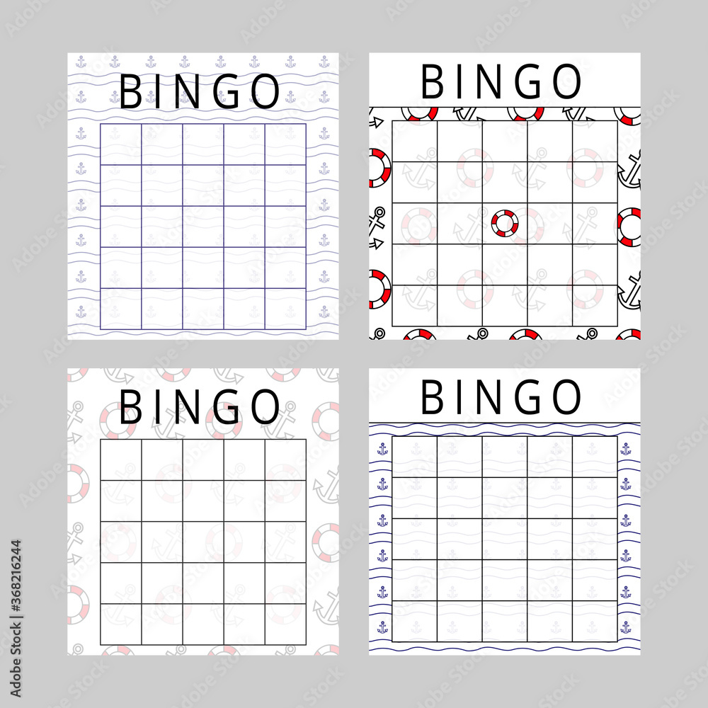 Bingo cards for sea trips with place for numbers. Printable lottery ...