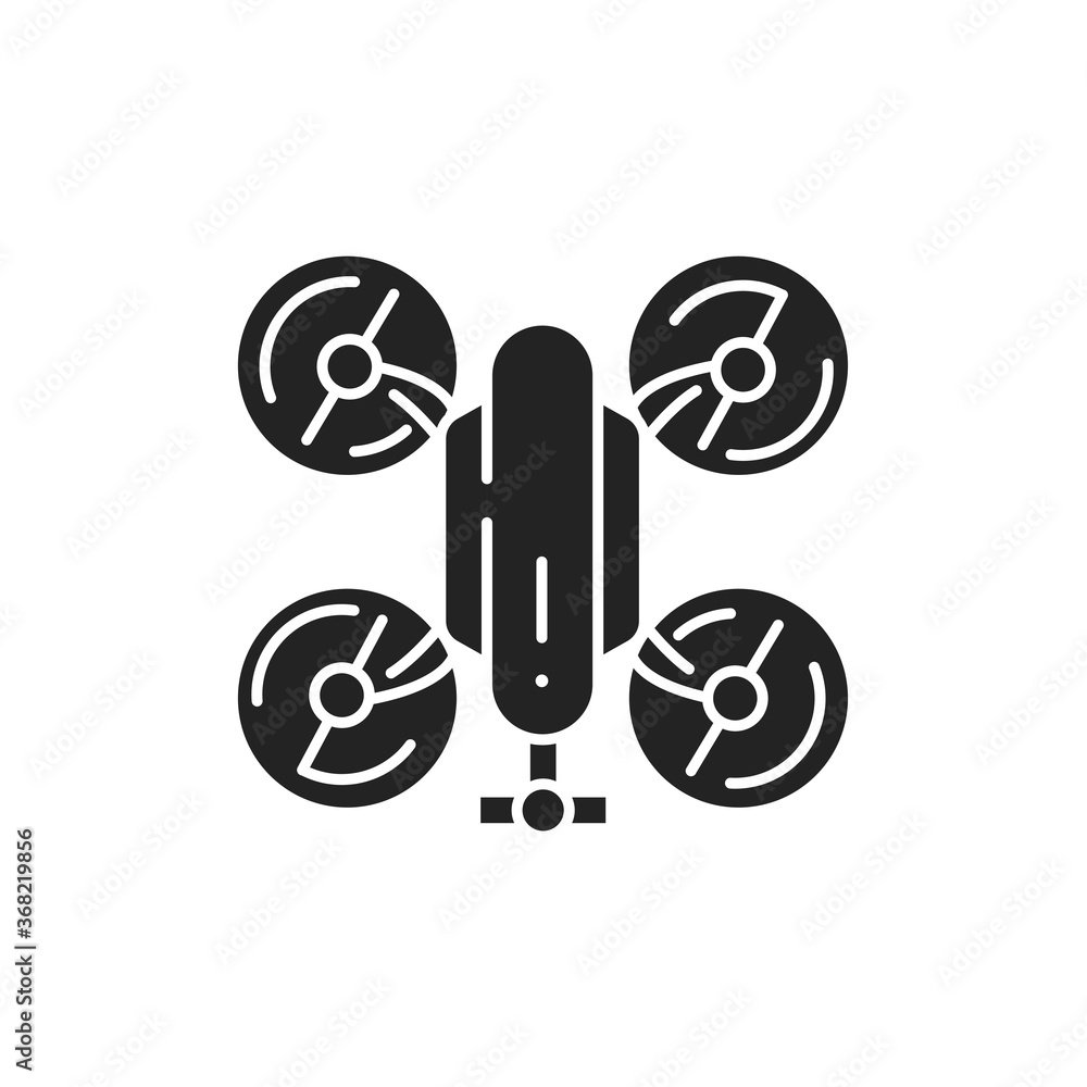 Drone automatic unmanned control black glyph icon. Flying robot ...