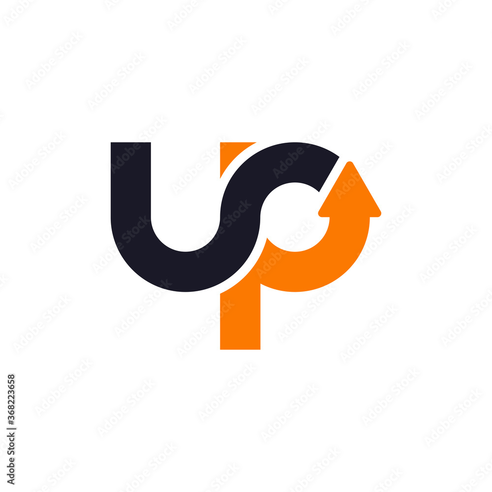 UP Logo Template Design Concept. Letter U and P logo vector with arrow ...