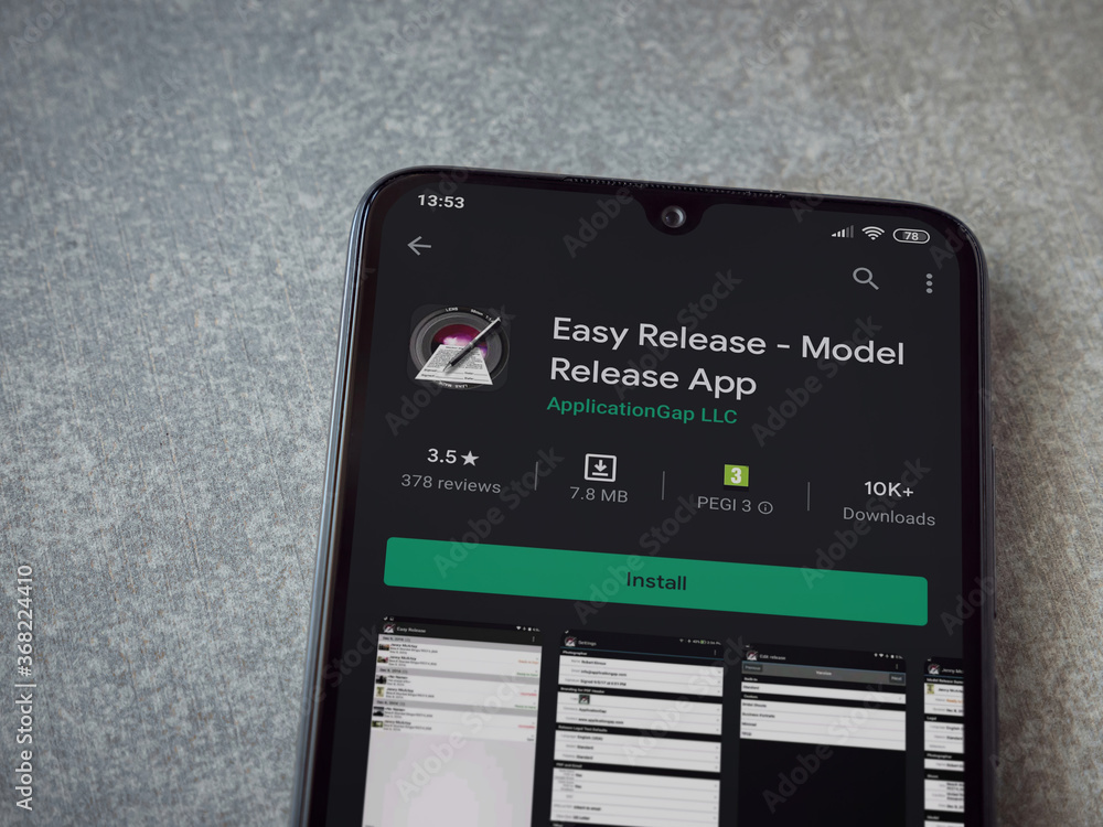Lod, Israel - July 8, 2020: Easy Release Pro - Model Release app play ...