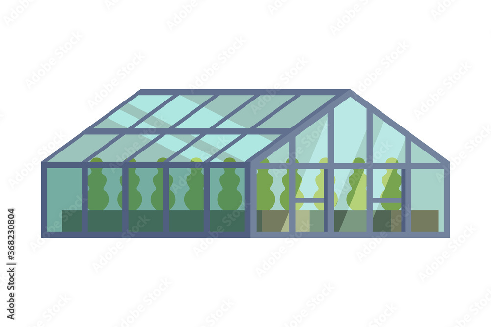 Greenhouse with Glass Walls, Agricultural Building Cartoon Vector ...
