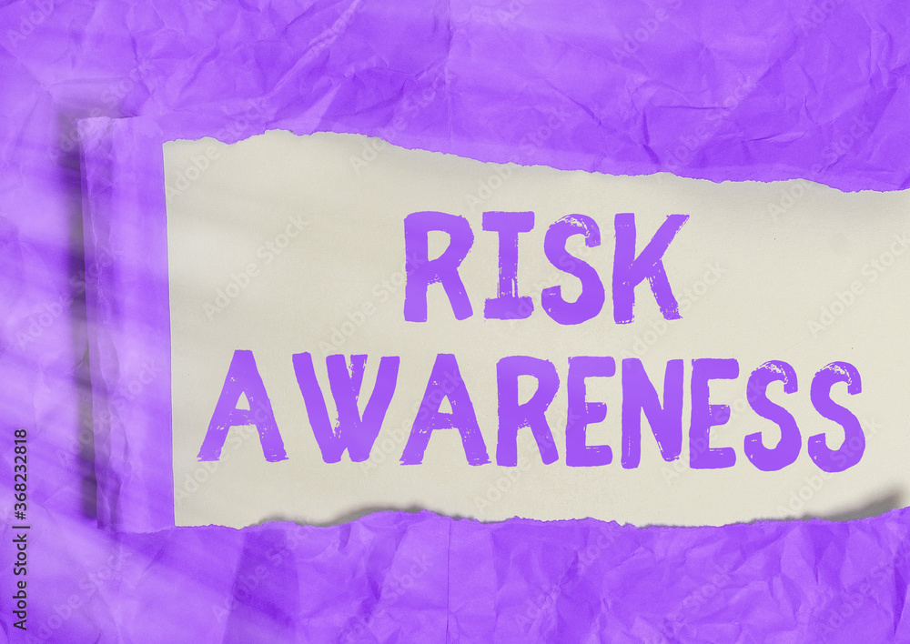 Handwriting text writing Risk Awareness. Conceptual photo recognizing ...