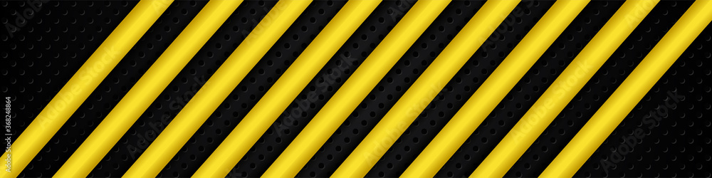 Abstract light yellow neon glowing lines on dark contrast black with ...