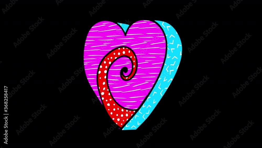 Seamless funny animation of extruded heart shape in comic style ...