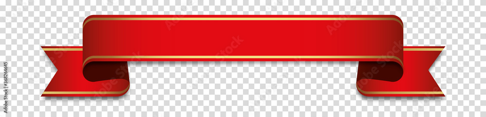 red ribbon banner label on transparent background Stock Vector | Adobe ...