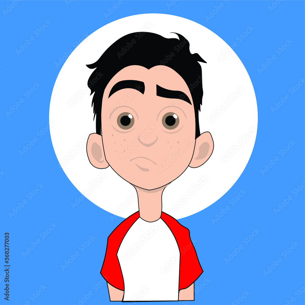 Cartoon Boy with a red shirt with a blue background Stock Vector ...