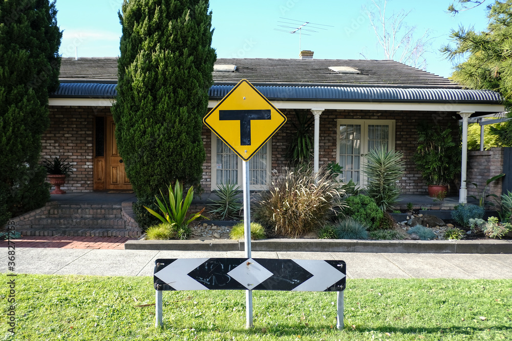 Street signs out the front of a residence in the suburbs Stock Photo ...