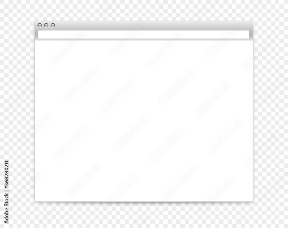 Empty web browser window isolated on transparent background. Template ...