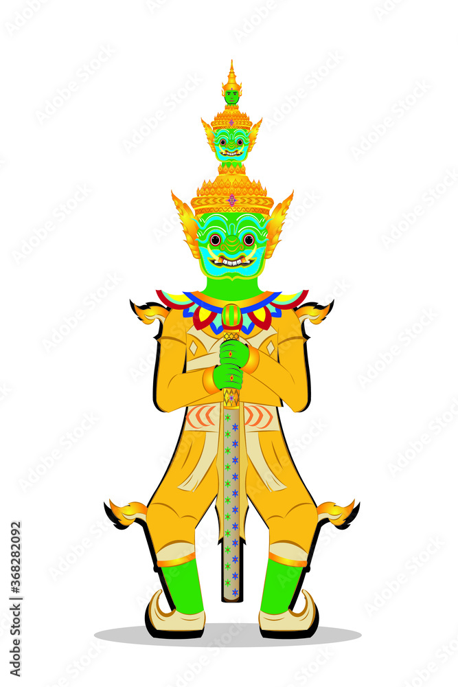 The Tossakan or Thotsakan or Ravana mask crown Head and dress in ...