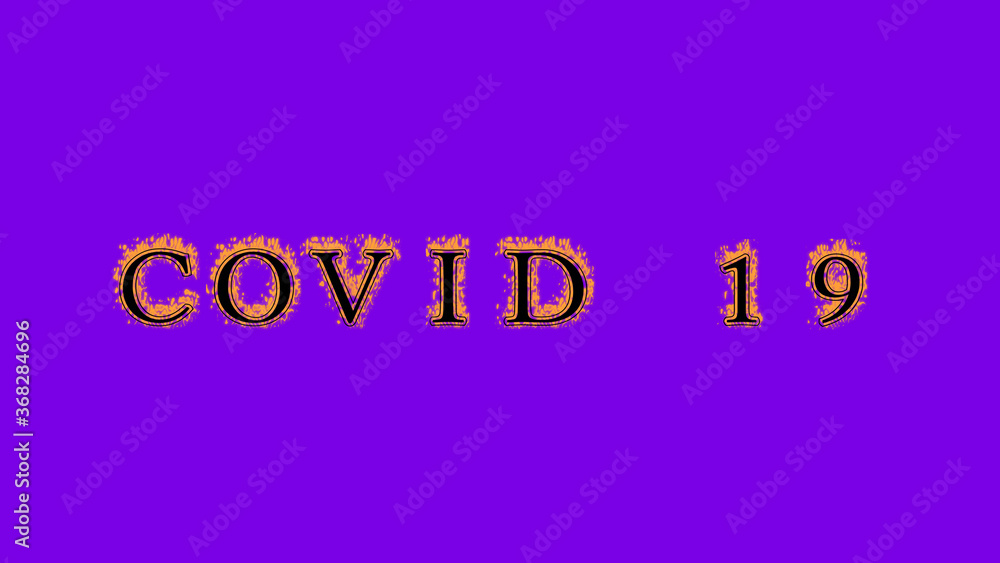 covid 19 fire text effect violet background. animated text effect with ...