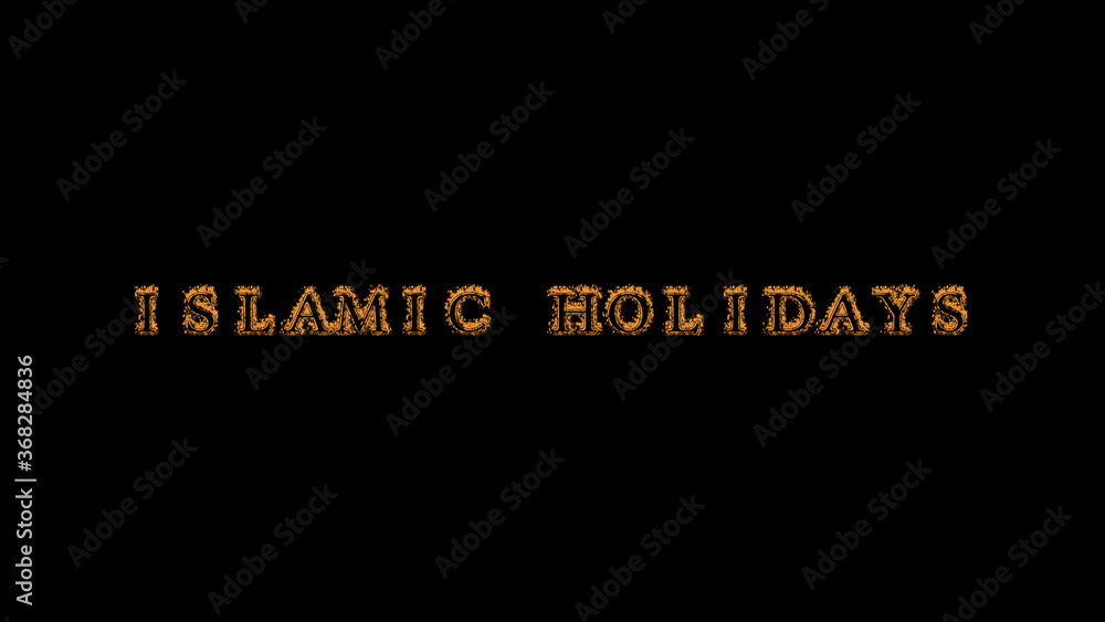islamic holidays fire text effect black background. animated text ...