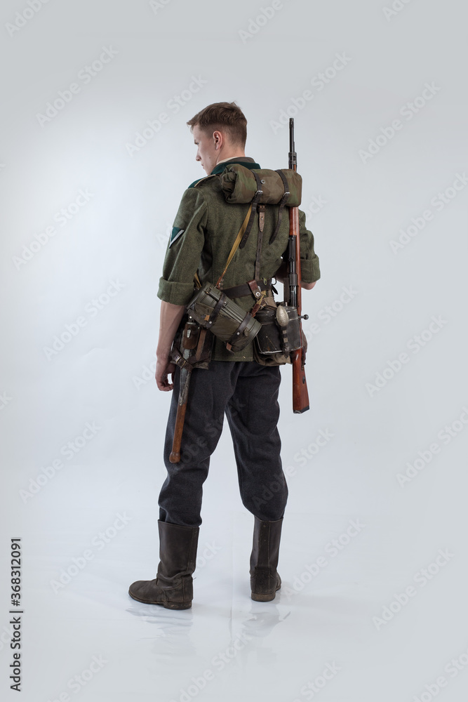 Male actor reenactor in historical uniform as an officer of the German ...