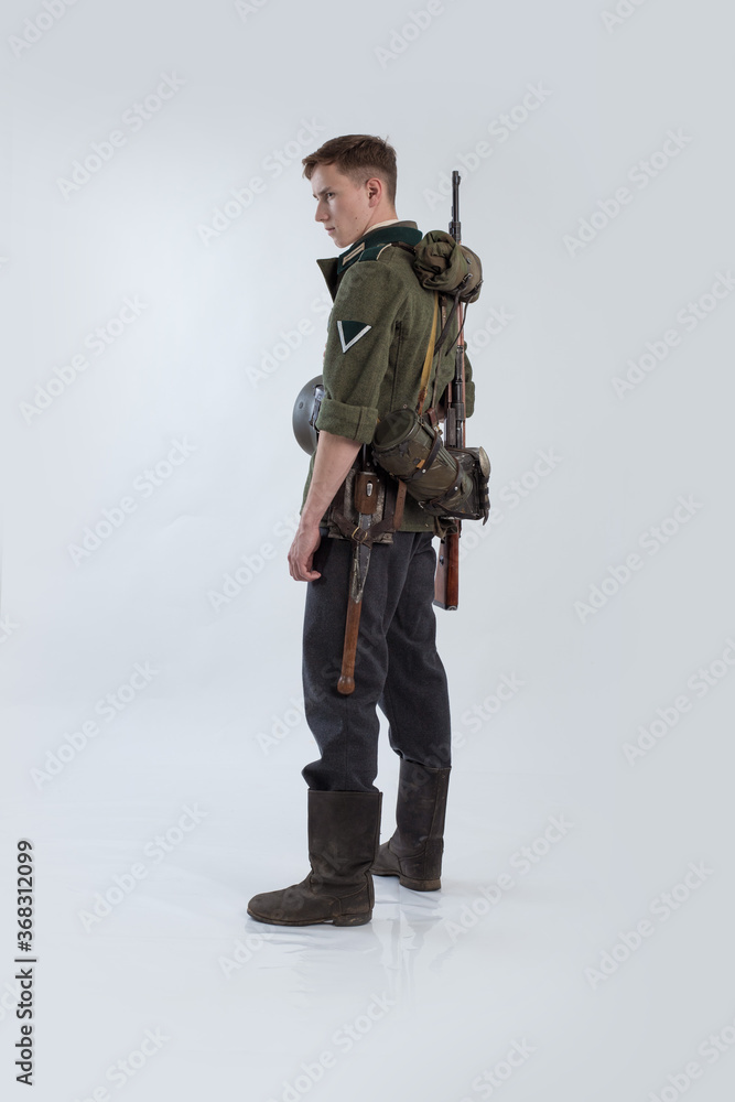 Male actor reenactor in historical uniform as an officer of the German ...