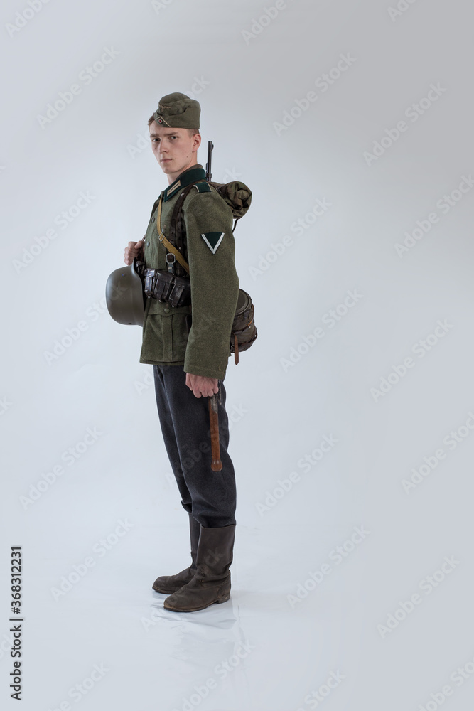 Male actor reenactor in historical uniform as an officer of the German ...