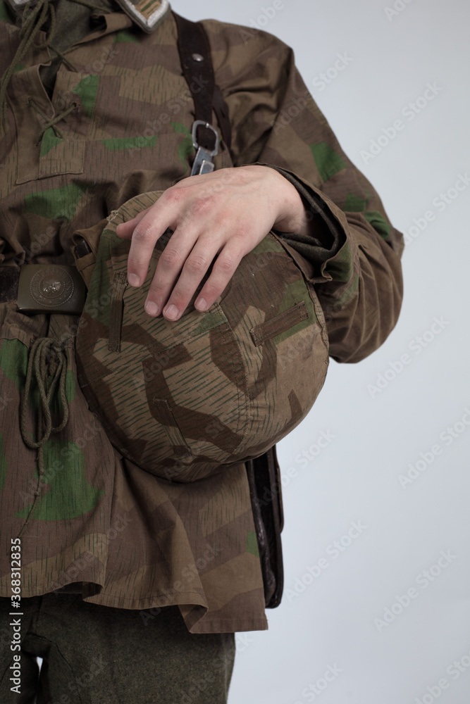 Male actor in the uniform of a German army solder during World War II ...