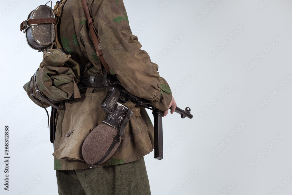 Male actor in the uniform of a German army solder during World War II ...