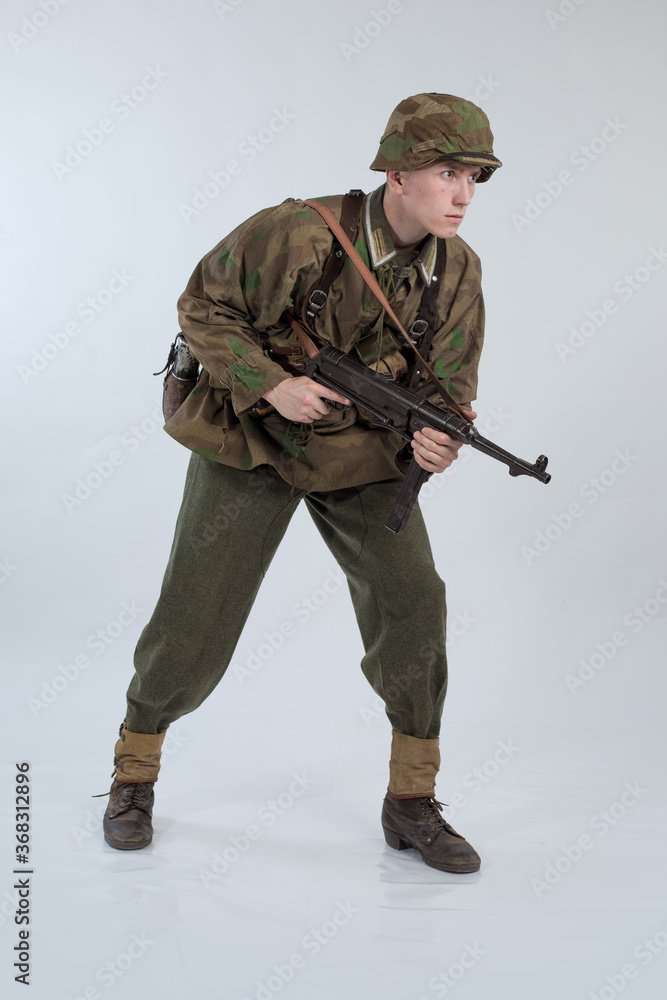 Male actor in the uniform of a German army solder during World War II ...