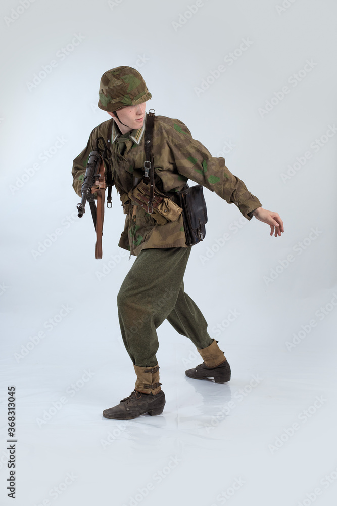 Male actor in the uniform of a German army solder during World War II ...