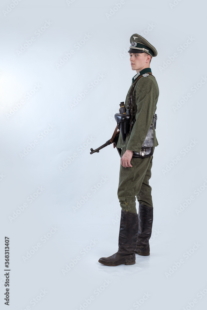 Male actor reenactor in historical uniform as an officer of the German ...