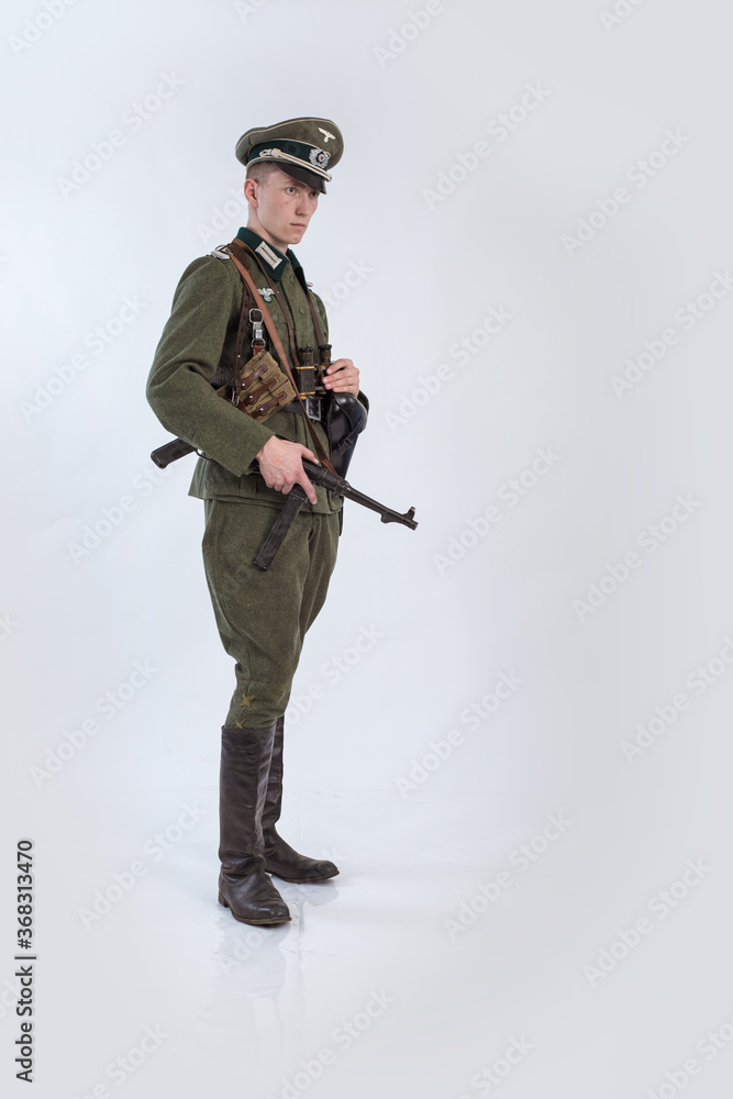 Male actor reenactor in historical uniform as an officer of the German ...
