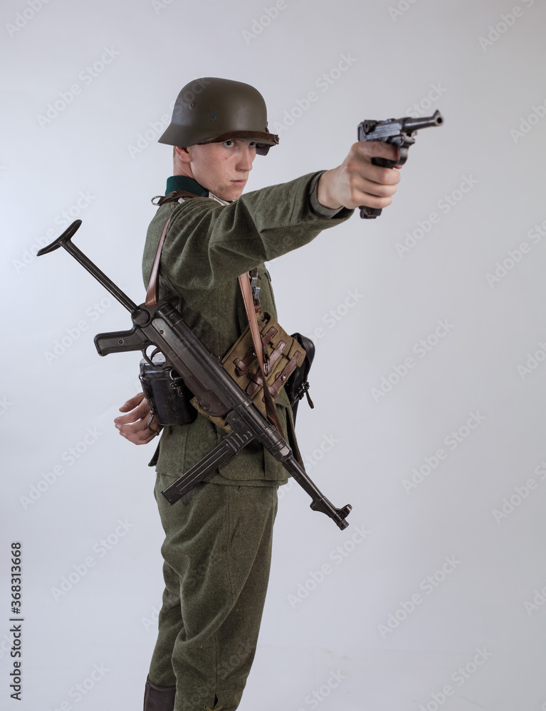 Male actor reenactor in historical uniform as an officer of the German ...