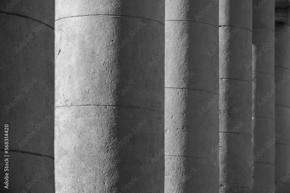Elements of architectural decorations of buildings, columns and tops ...