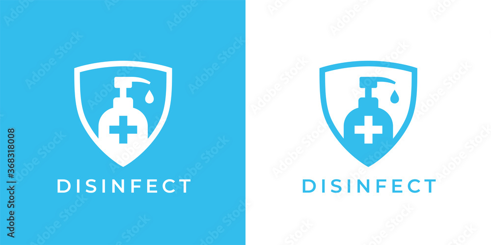 Disinfect medical shield logo. Hand sanitizer badge icon. Antibacterial ...
