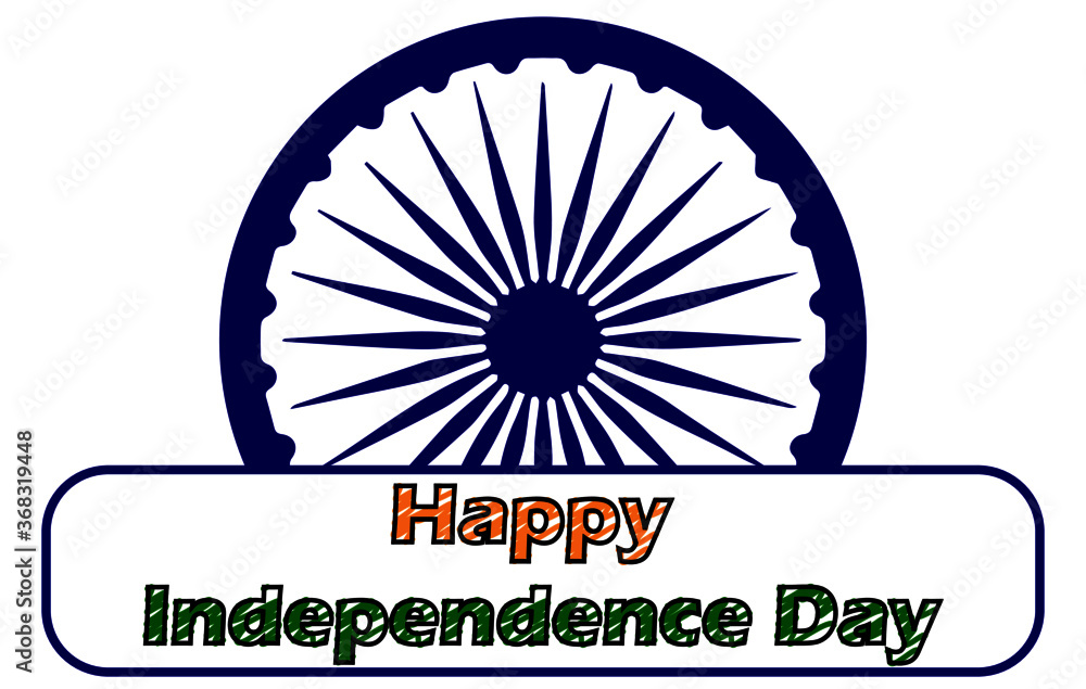 cartoon stickman: label, made in india, ashok chakra,text,15th august ...