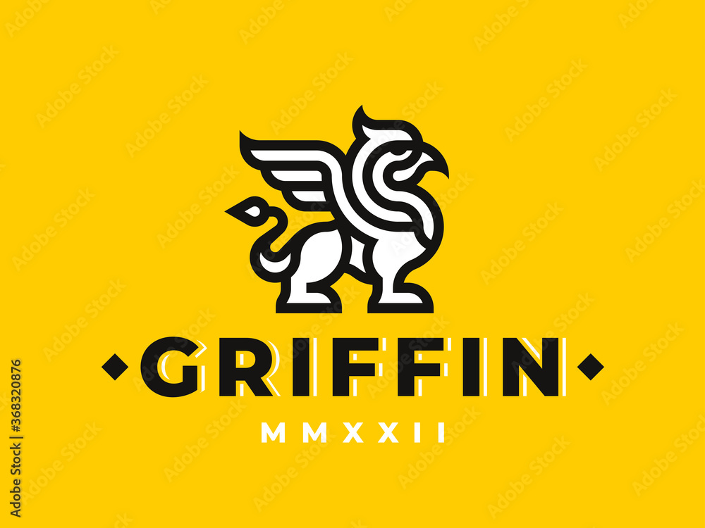 Winged griffin heraldic logo design editable for your business. Stock ...