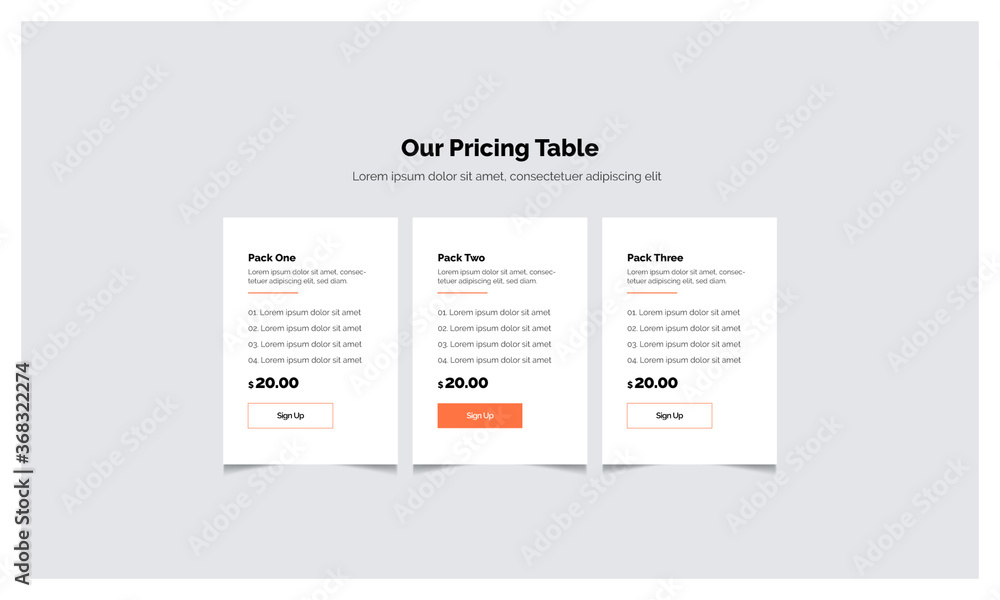 Vector Pricing table template design in modern style Stock Vector ...
