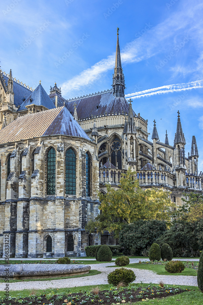 Apse (Abside) of Notre-Dame de Reims cathedral (Our Lady of Reims, 1275 ...