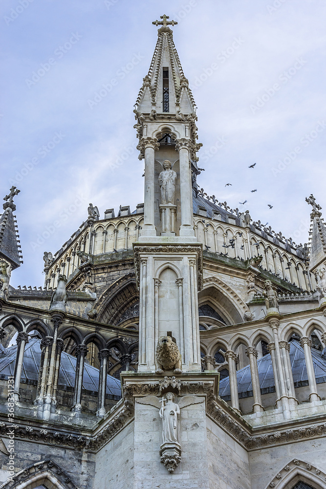 Apse (Abside) of Notre-Dame de Reims cathedral (Our Lady of Reims, 1275 ...