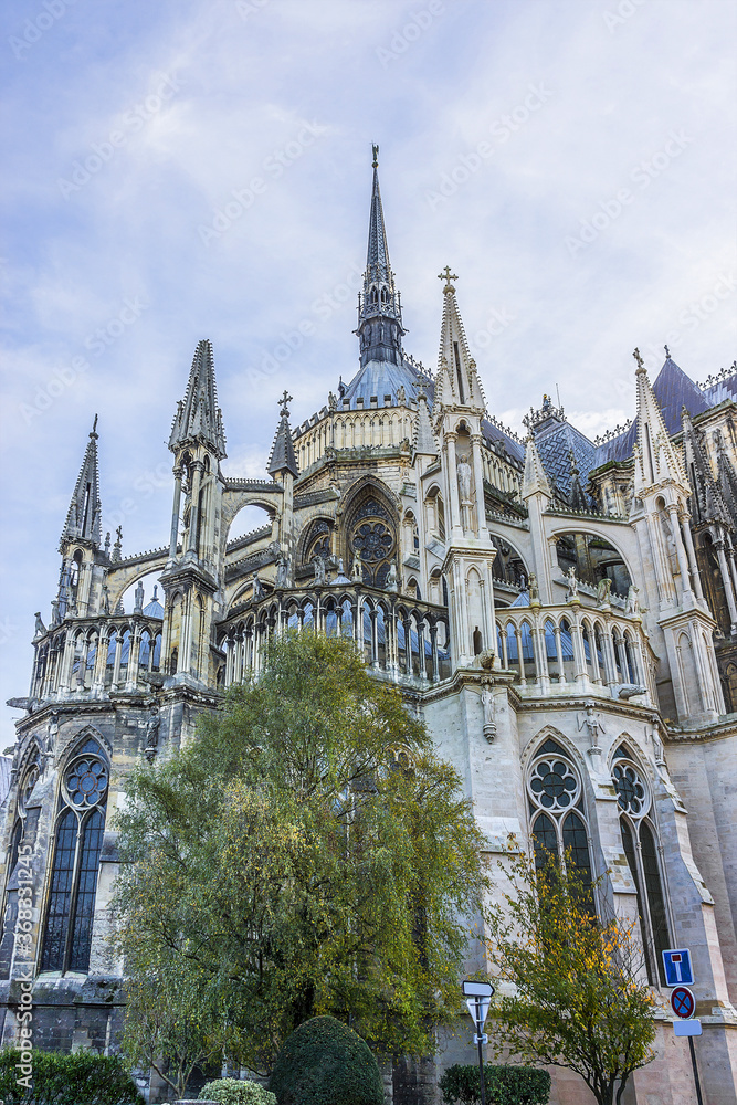 Apse (Abside) of Notre-Dame de Reims cathedral (Our Lady of Reims, 1275 ...