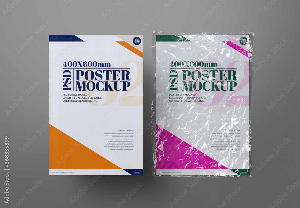 Posters with Plastic Bag Mockup Stock Template | Adobe Stock