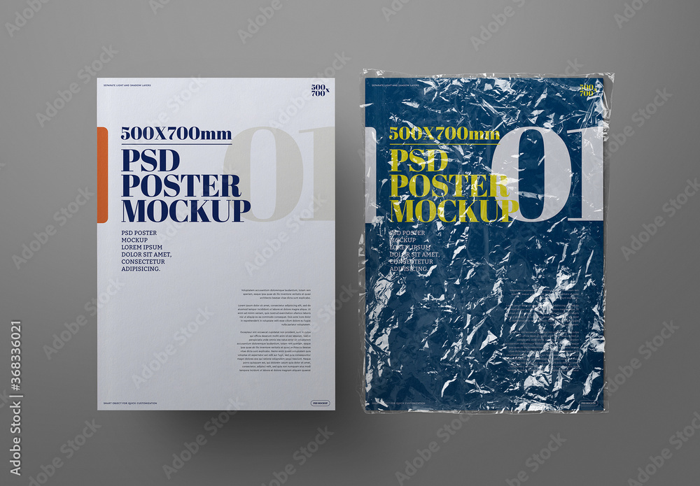 Posters with Plastic Bag Mockup Stock Template | Adobe Stock