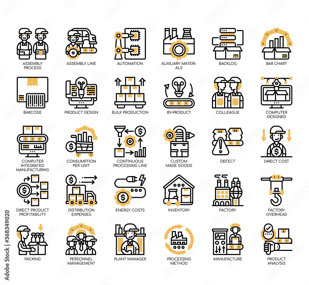 Set of industrial process thin line and pixel perfect icons for any web ...